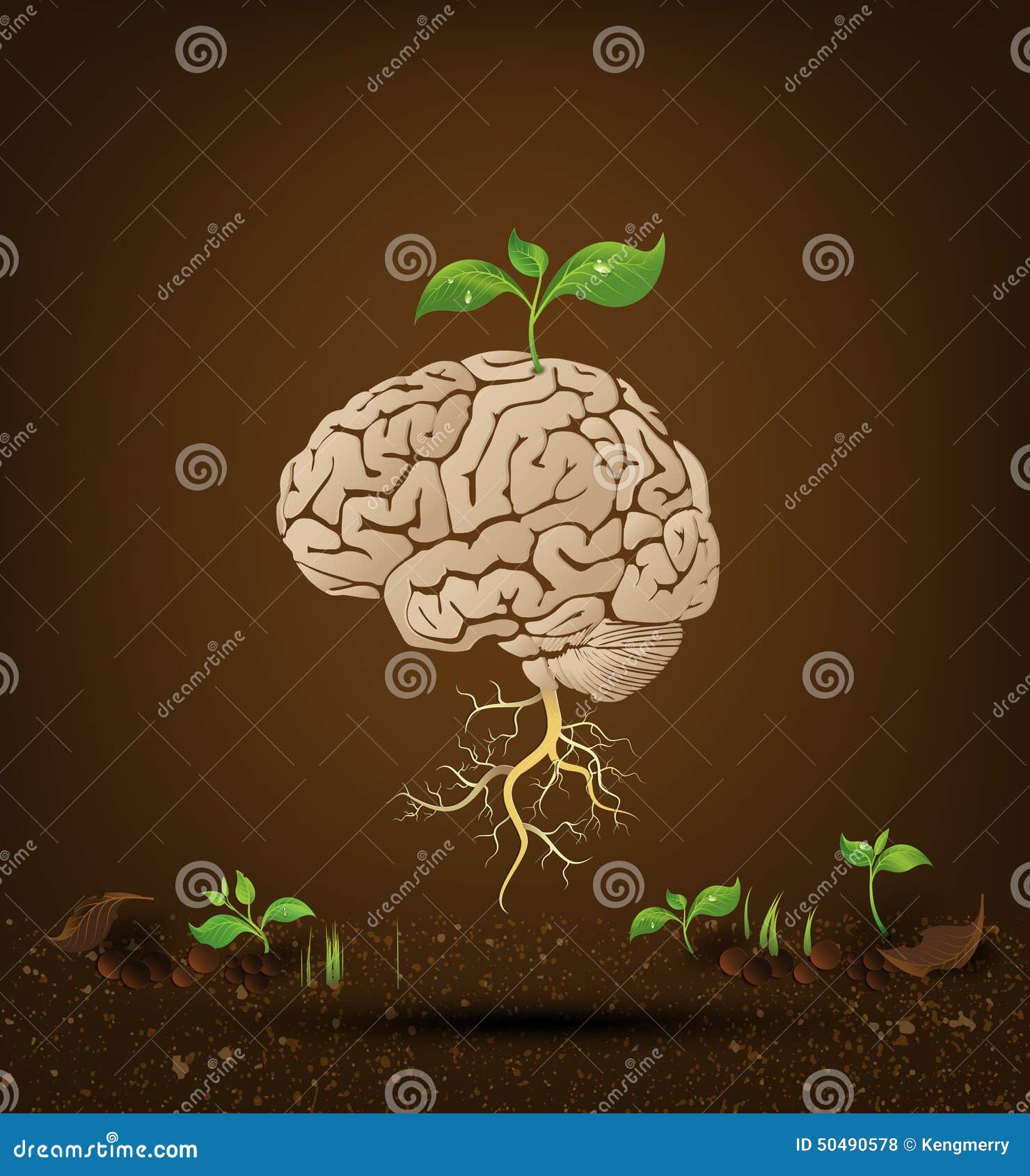 Brain tree illustration. stock vector. Illustration of concept - 50490578