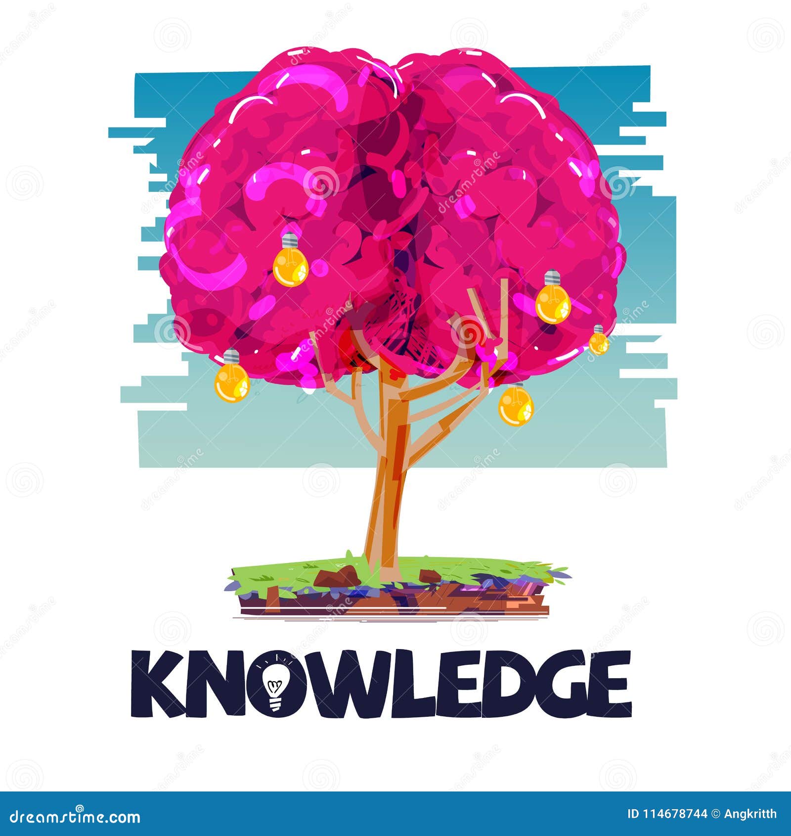 Brain Tree with Lightbulb As Fruit. Intelligence Idea Concept - Stock ...