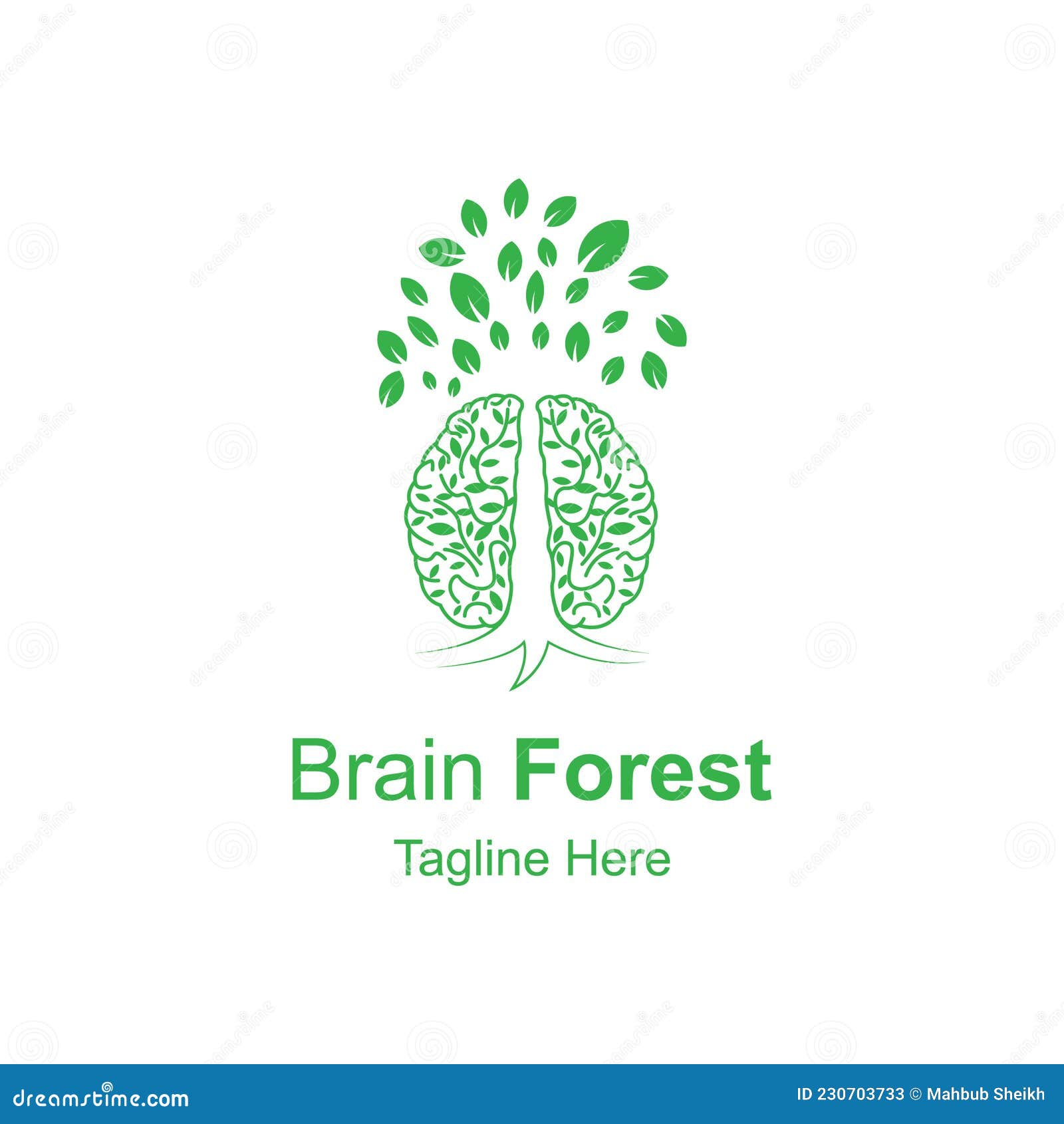 Brain Tree Logo Design Template. Brain Forest, Eco Logo Stock Vector ...