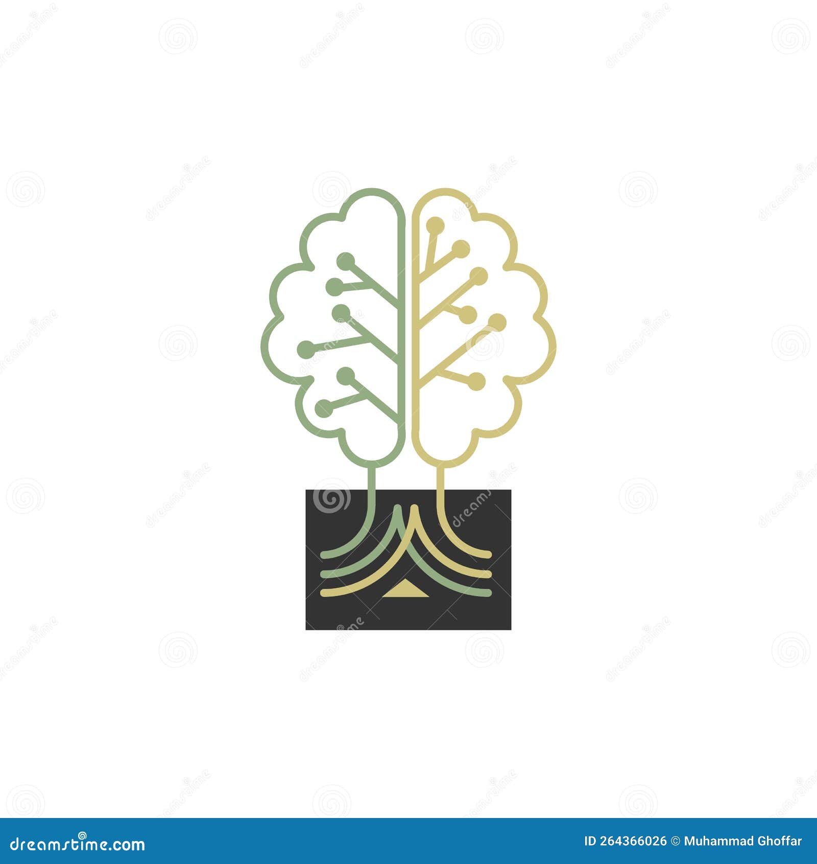 Brain with Tree Logo Design Template, Brain Logo that Formed Tree Stock ...