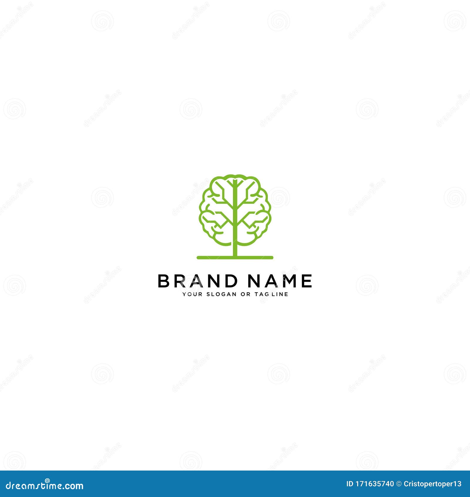 Brain and Tree Logo Design Vector Stock Vector - Illustration of green ...