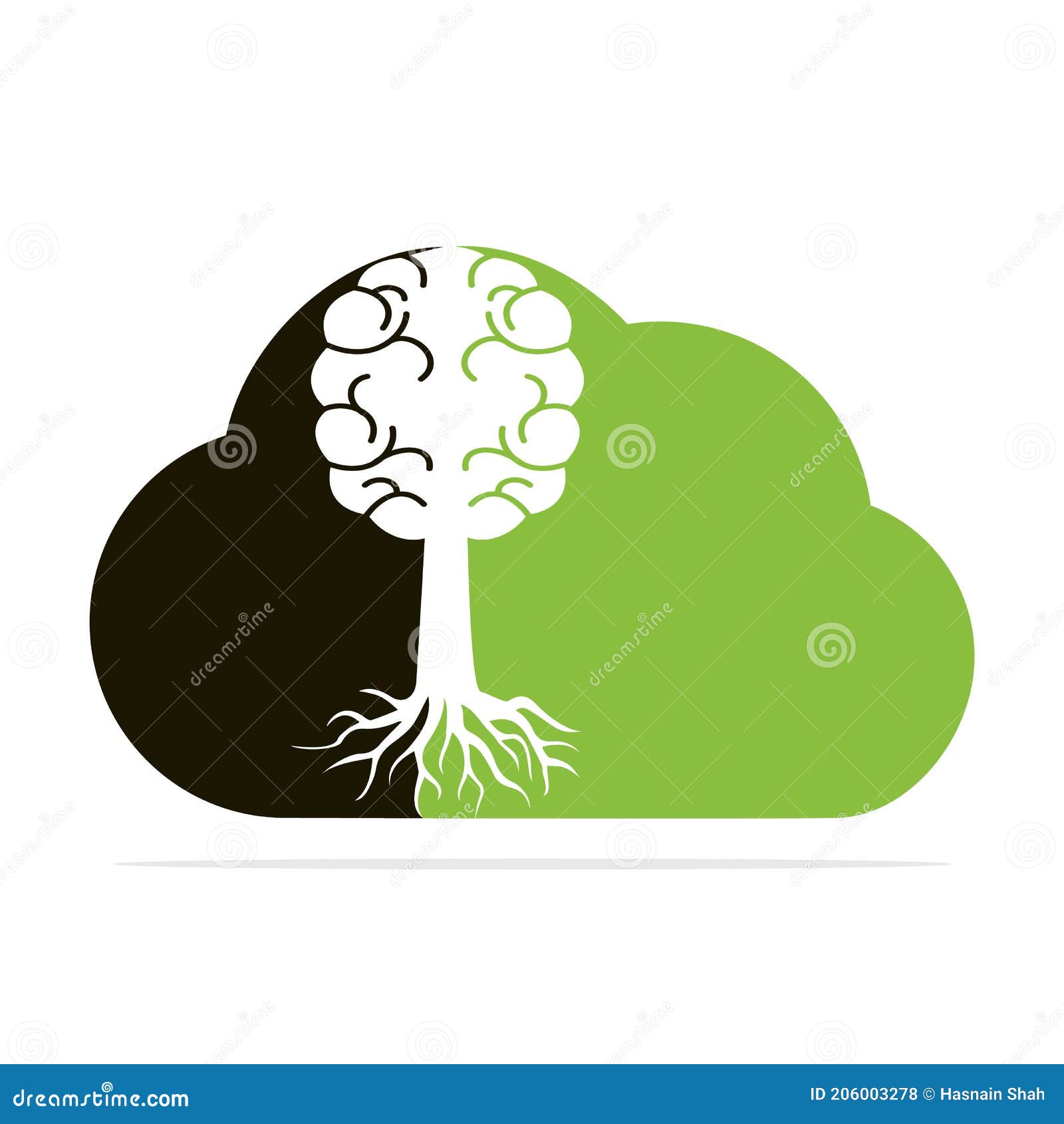 Brain Tree Roots Concept Design. Stock Vector - Illustration of ...