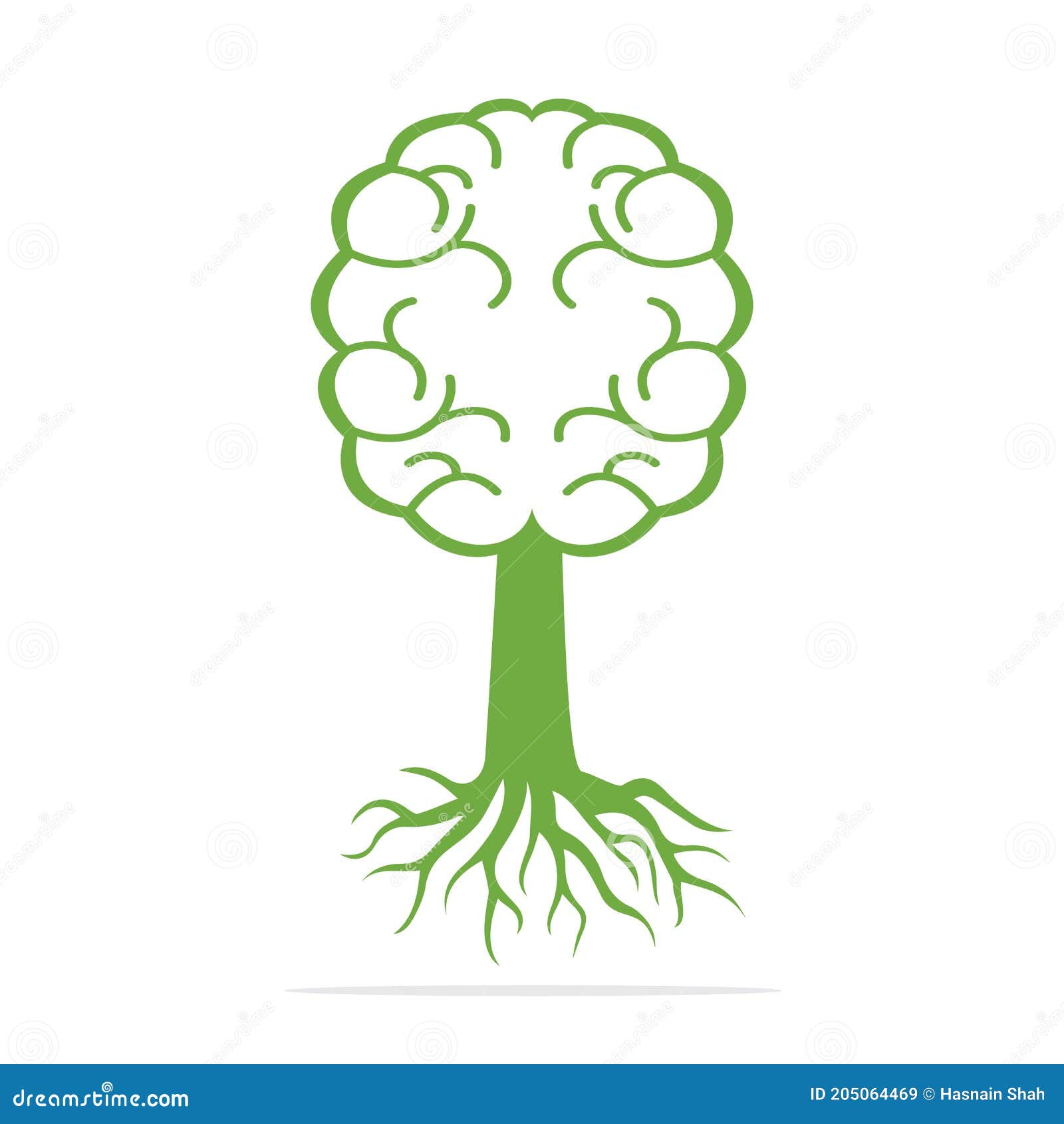 Brain Tree Roots Concept Design. Stock Vector - Illustration of ...