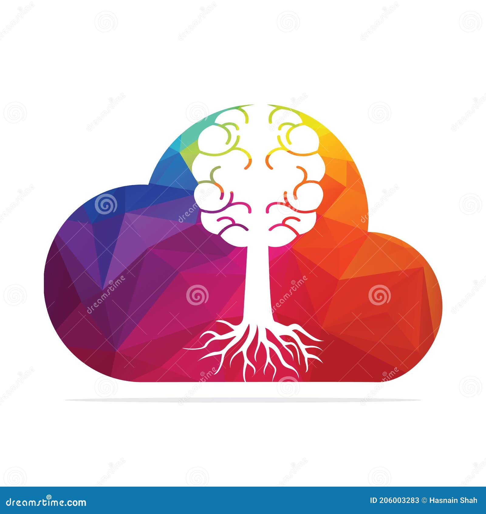 Brain Tree Roots Concept Design. Stock Vector - Illustration of learn ...