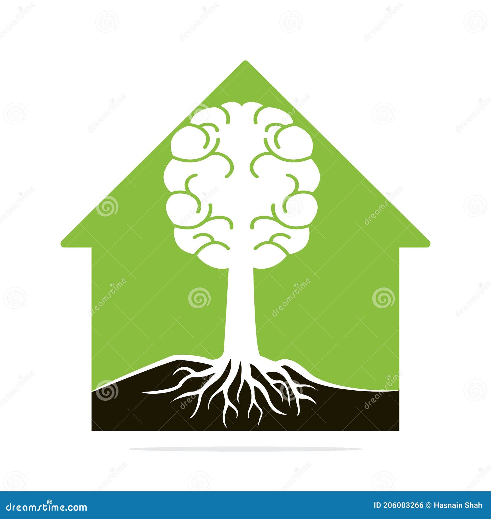 Brain Tree Roots Concept Design. Stock Vector - Illustration of house ...