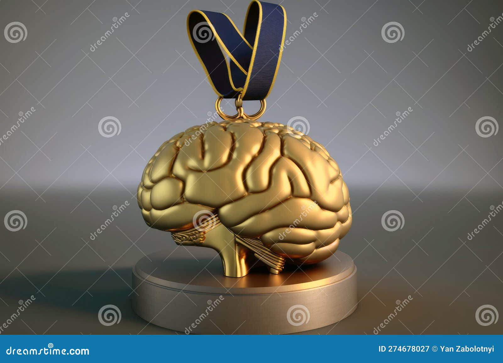 Brain with a Trophy and Medal, Representing Achievement and Success ...