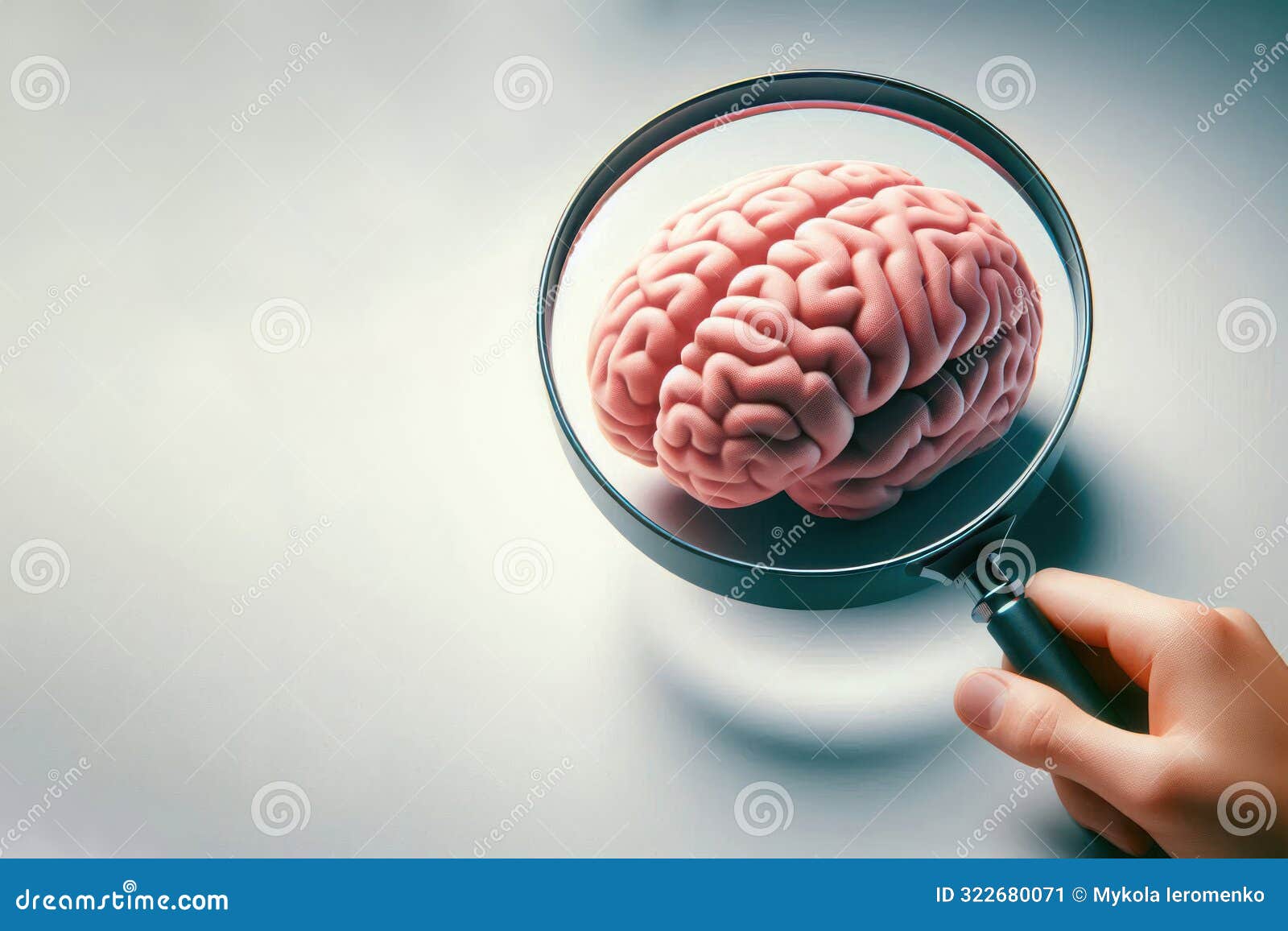 Brain Under a Magnifying Glass. Space for Text. Stock Illustration ...
