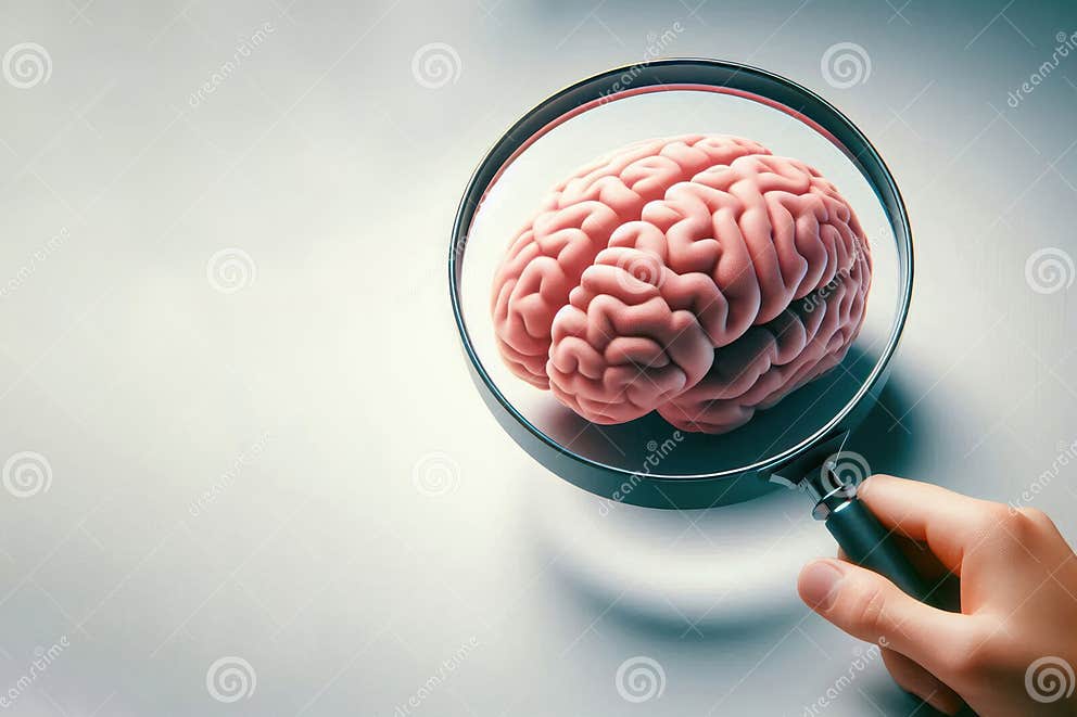 Brain Under a Magnifying Glass. Space for Text. Stock Illustration ...