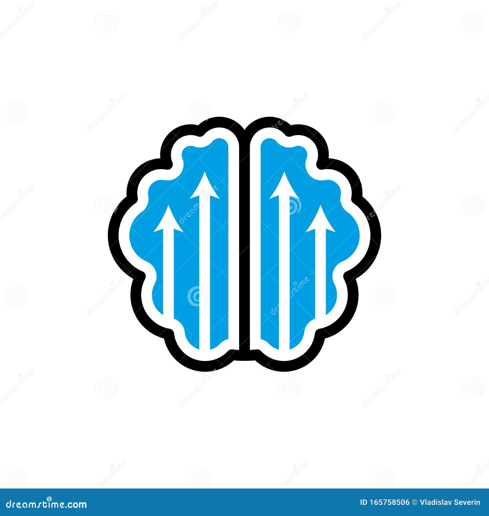 Brain with Up Arrows Flat Icon Improving Brain Efficiency Stock ...