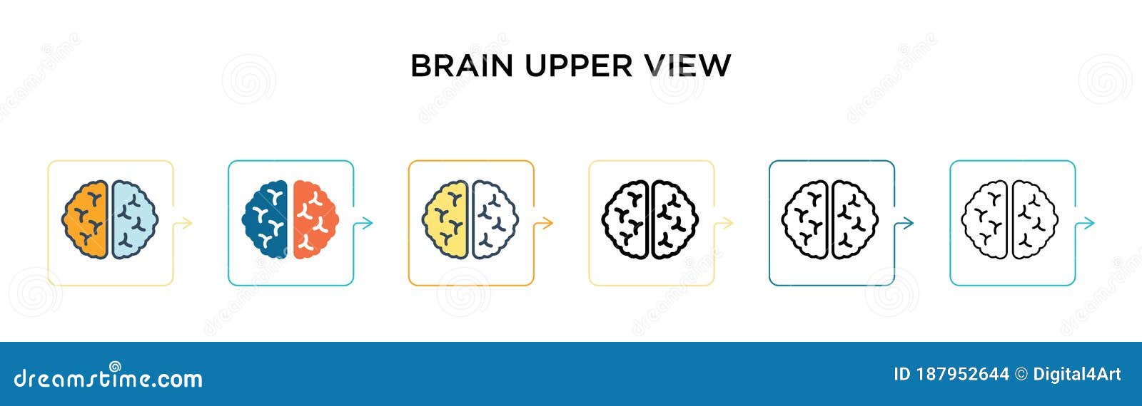 Brain Upper View Outline Icon Vector From Body Parts Collection. Thin ...
