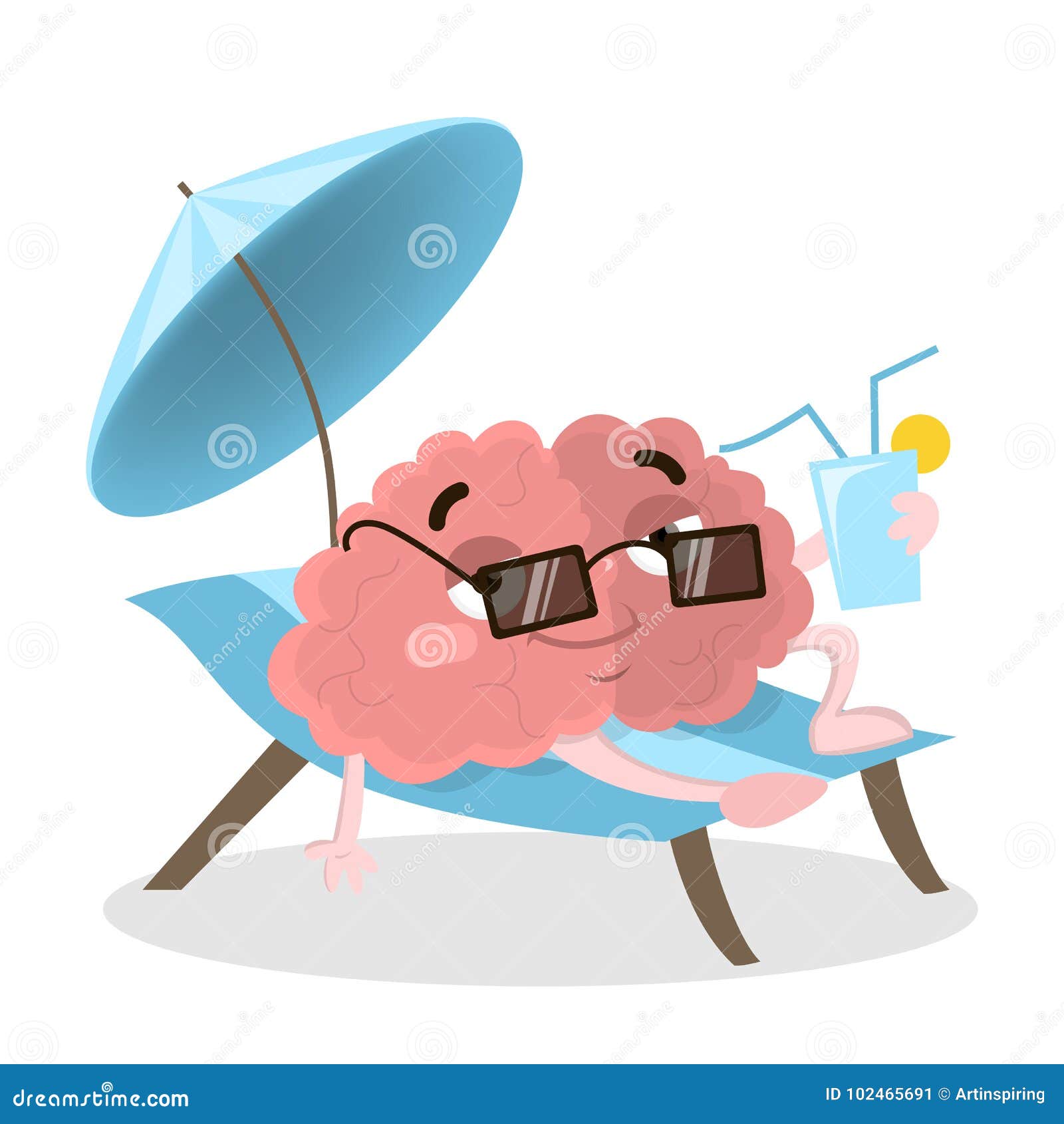 Brain on vacations. stock vector. Illustration of person - 102465691