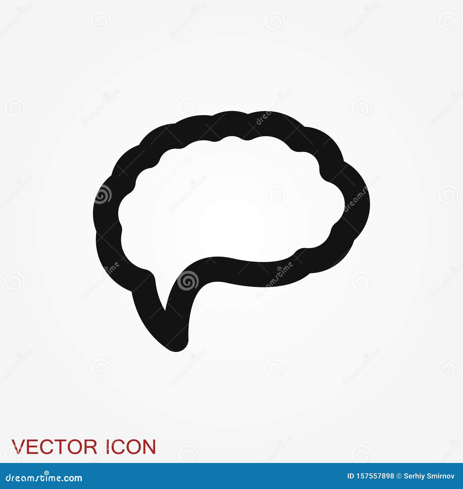 Brain Vector Icon. Simple Illustration Isolated on Background Stock ...