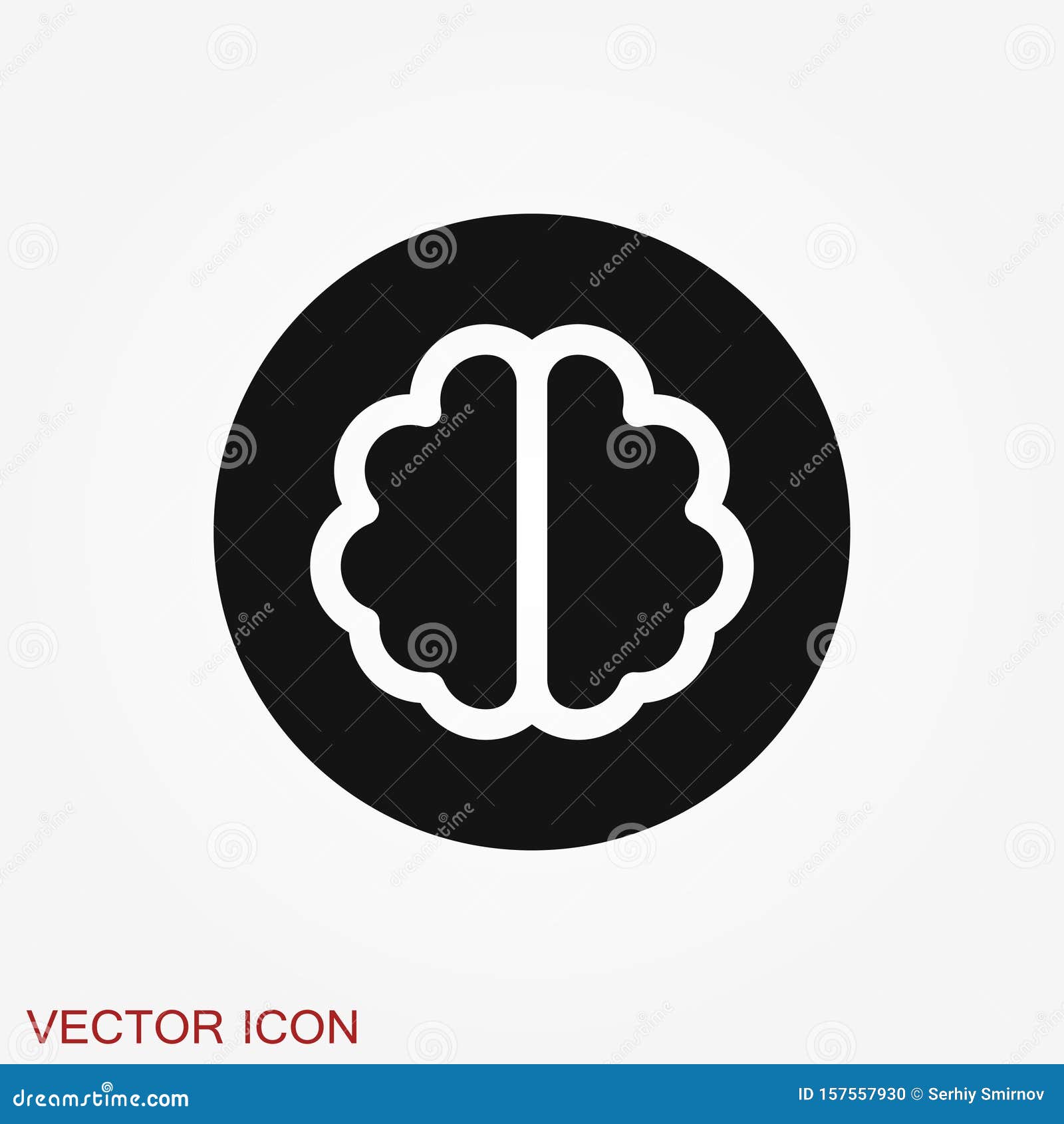 Brain Vector Icon. Simple Illustration Isolated on Background Stock ...