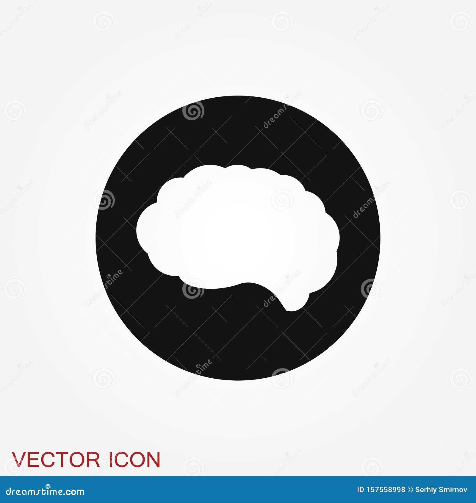 Brain Vector Icon. Simple Illustration Isolated on Background Stock ...