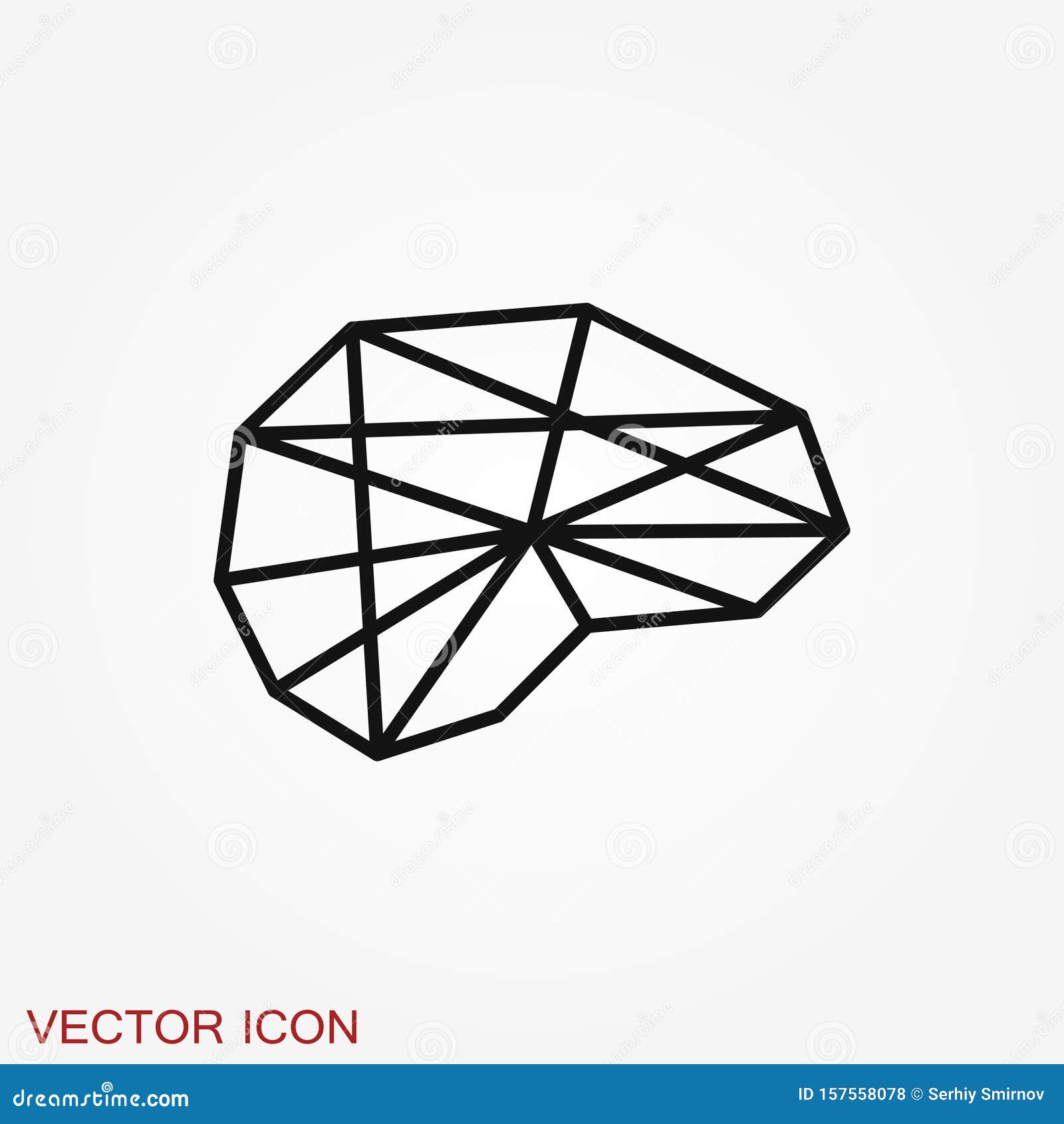 Brain Vector Icon. Simple Illustration Isolated on Background Stock ...