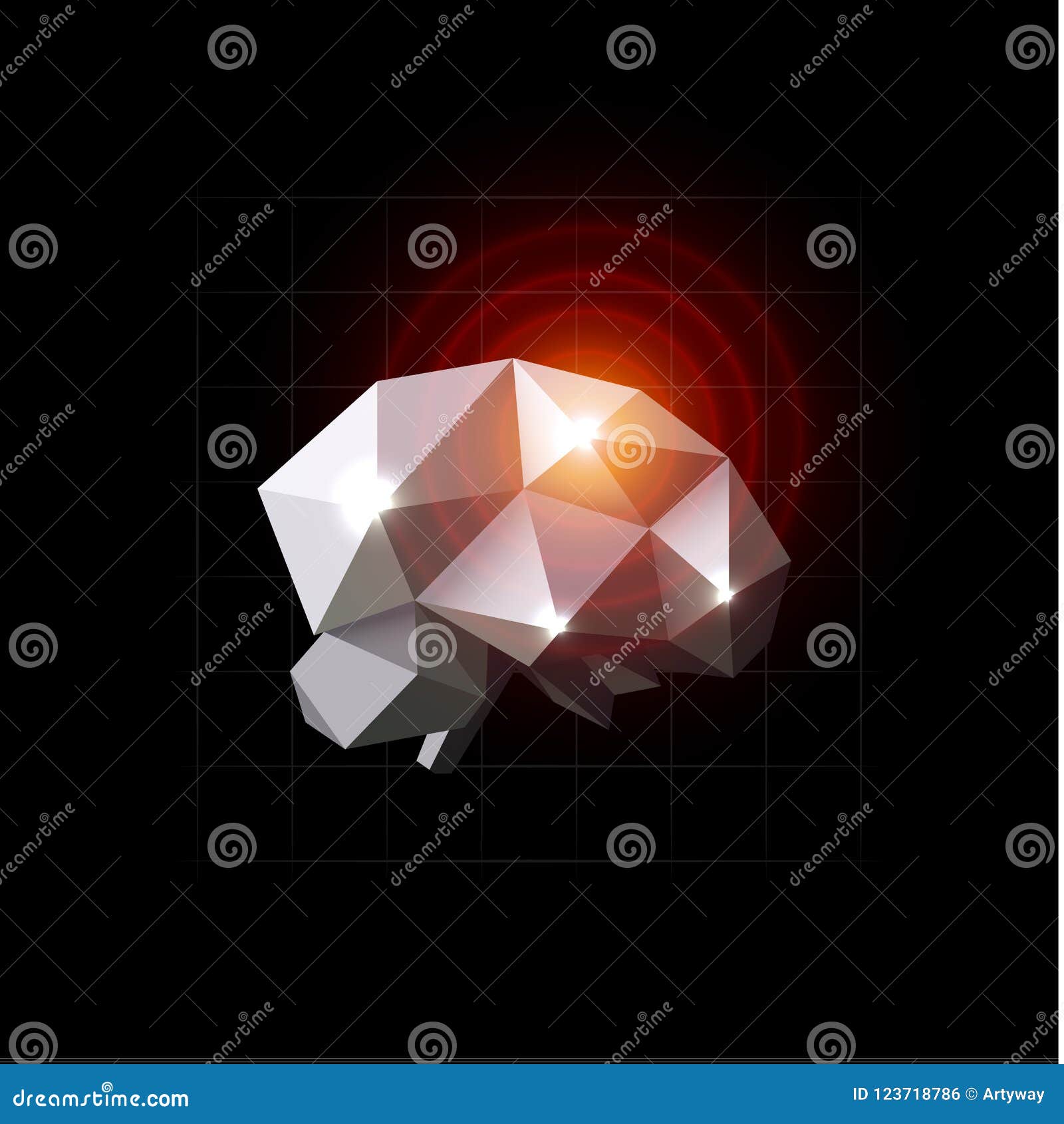 Brain Vector Illustration. Pain Source, Headache, Polygonal Design ...