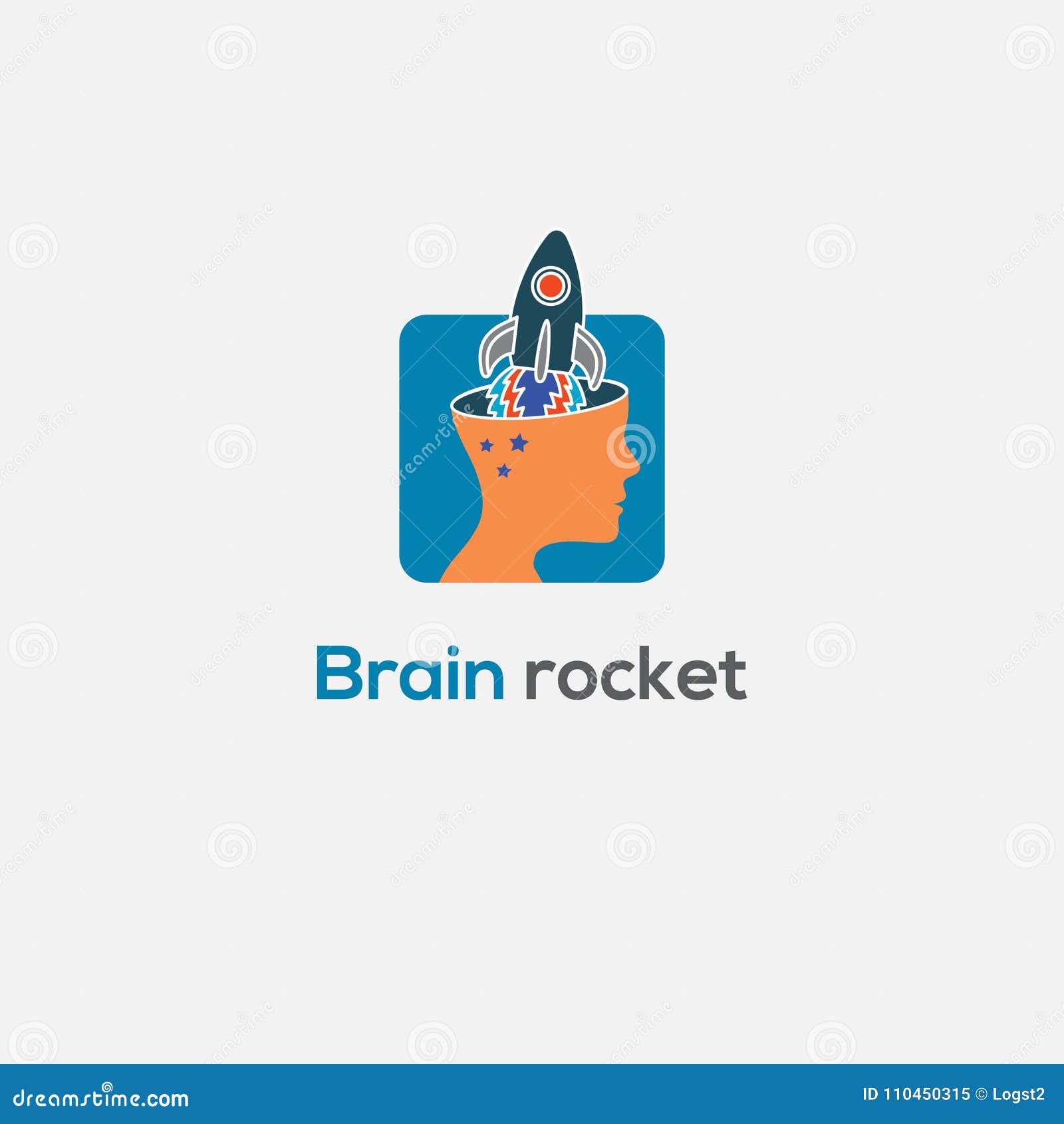 Brain Vector Logo. Brain Rocket Illustration. Creativity Emblem Sign ...