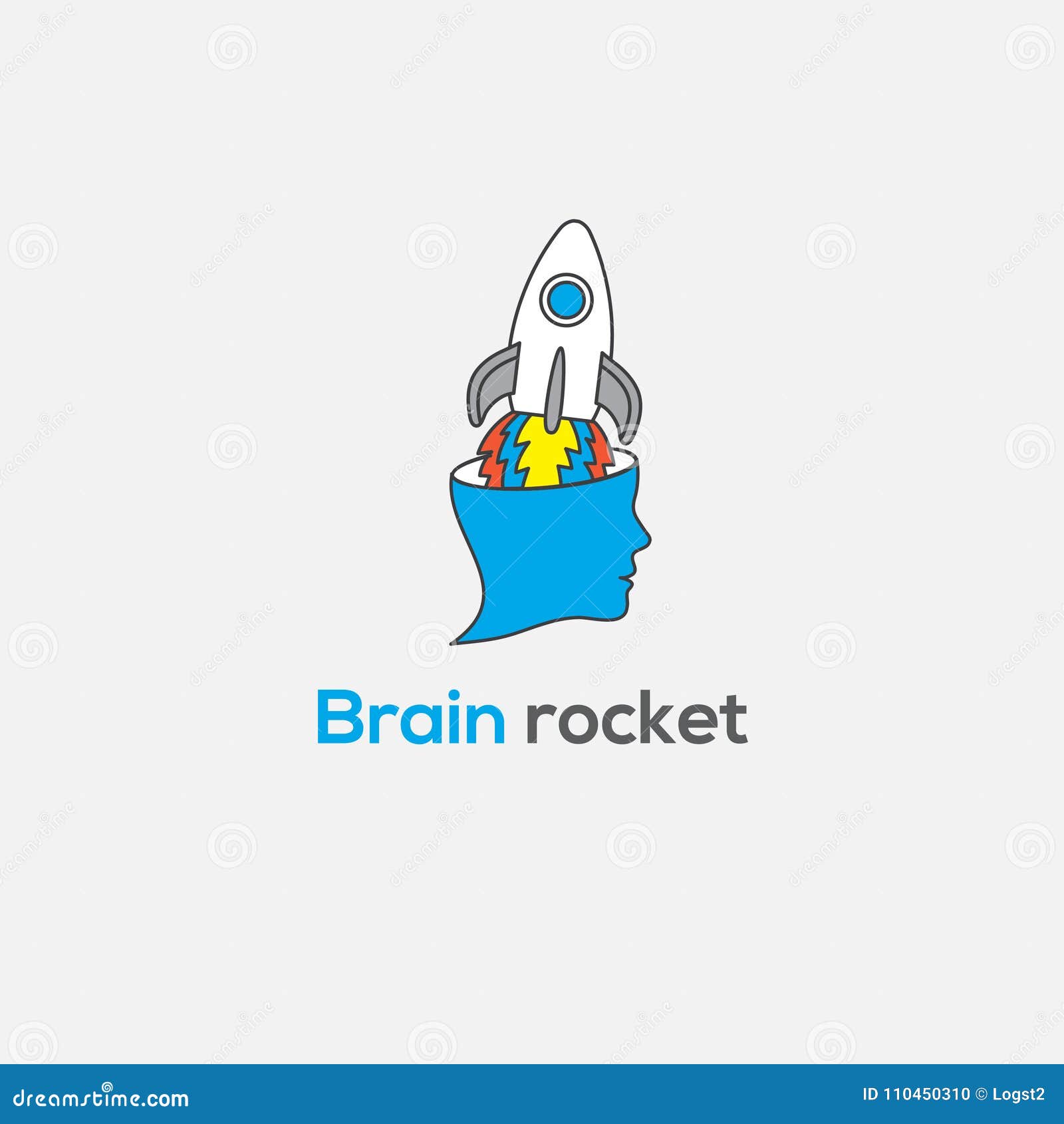 Brain Vector Logo. Brain Rocket Illustration. Creativity Emblem Sign ...