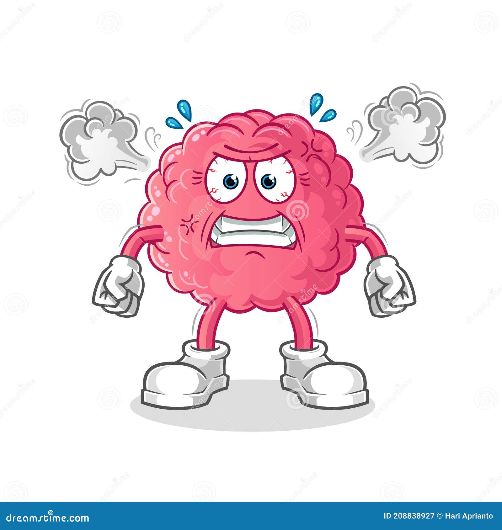 Brain Very Angry Mascot. Cartoon Vector Stock Vector - Illustration of ...