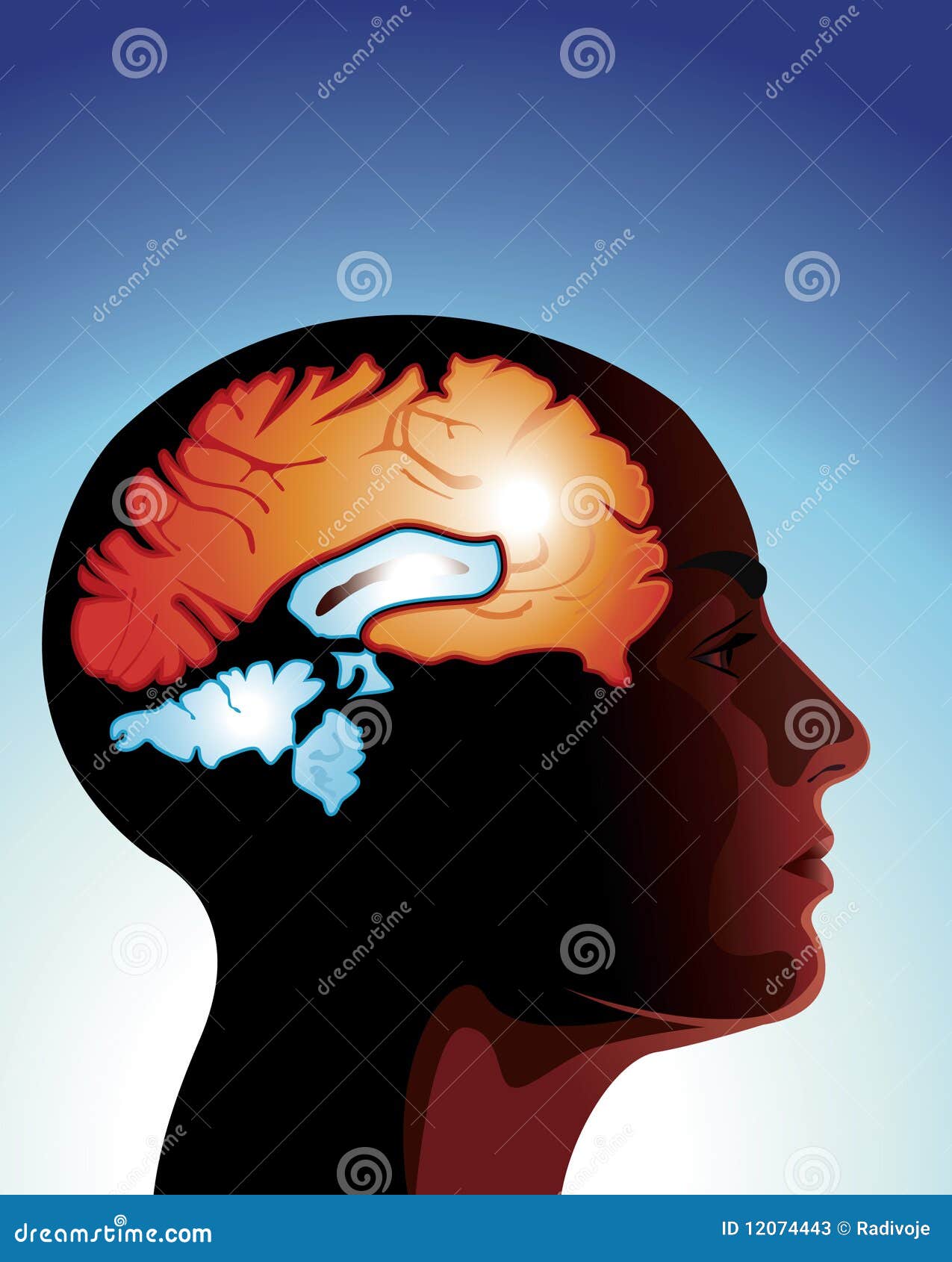 Brain vibes stock vector. Illustration of portrait, health - 12074443