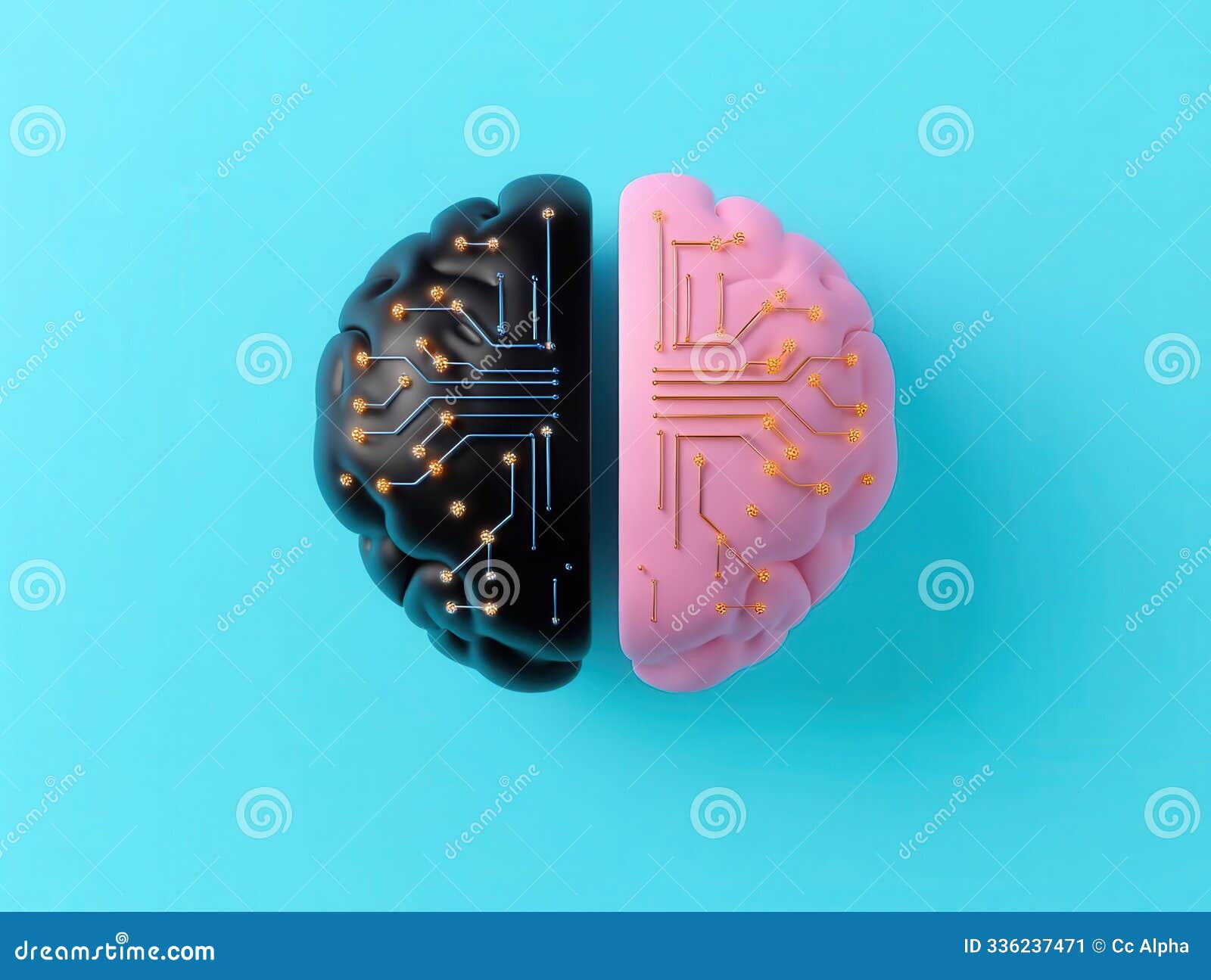 A Brain Visualized Alongside an AI-powered Neural Network,symbolizing ... A Brain Visualized Alongside an AI-powered Neural Network,symbolizing ...