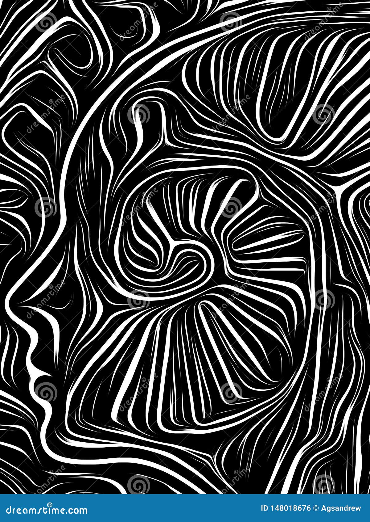Brain Vortex Woodcut stock illustration. Illustration of identity ...