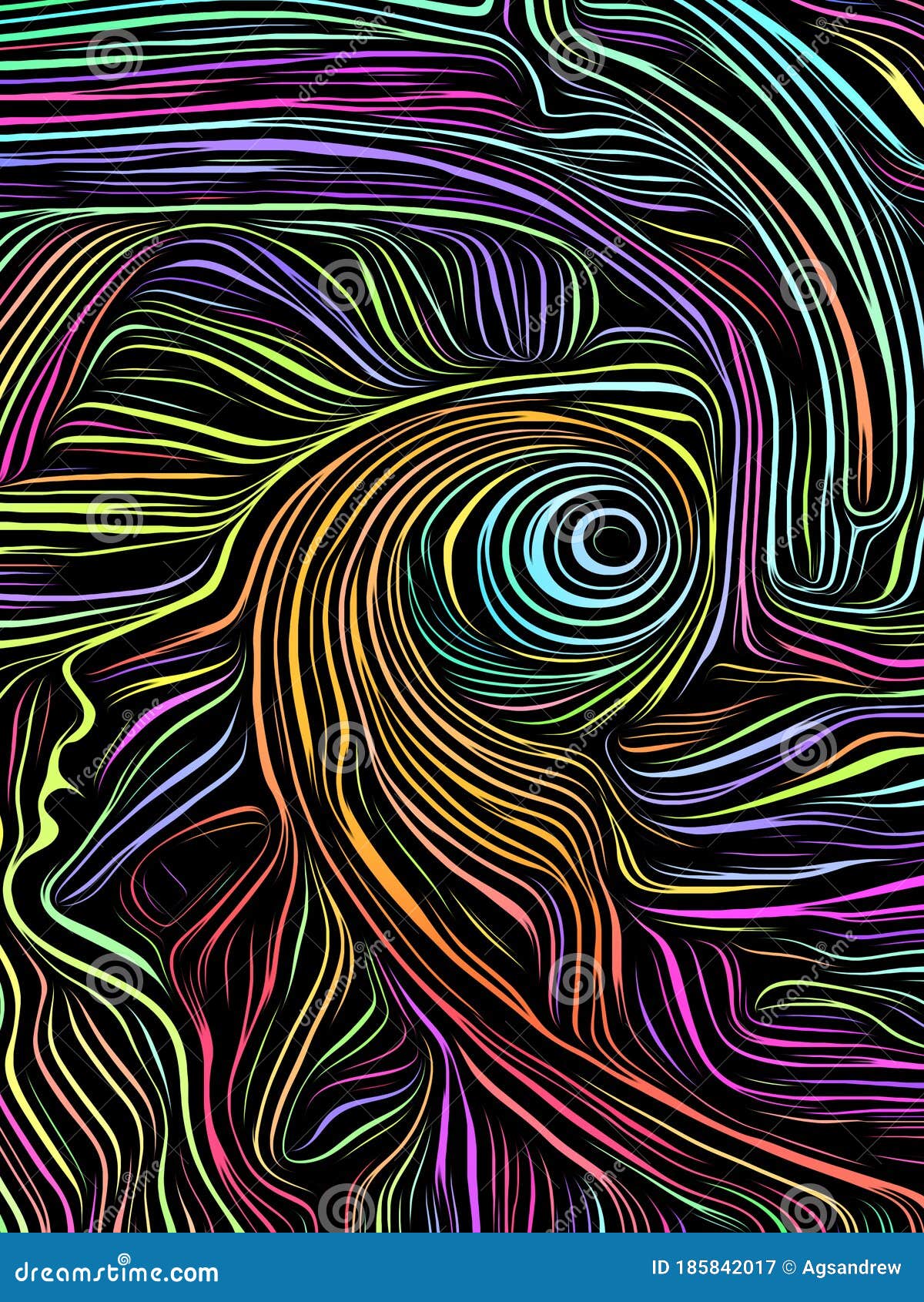 Brain Vortex Woodcut stock illustration. Illustration of psychology ...