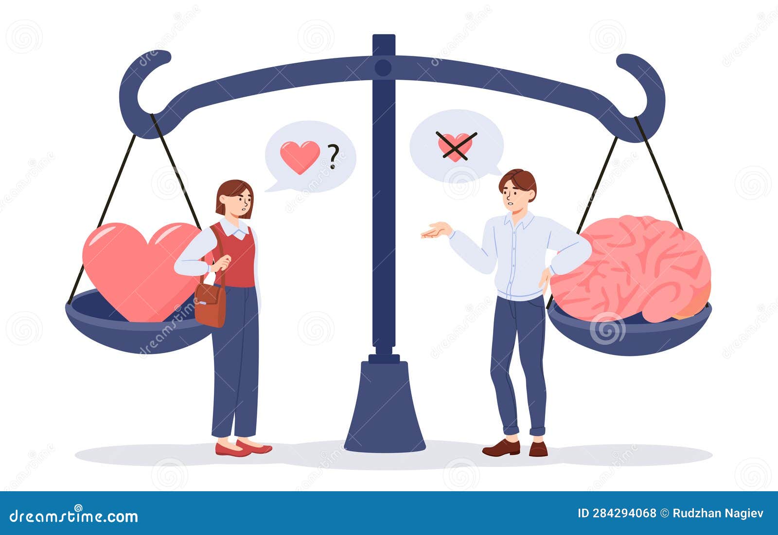 Brain Vs Emotions Vector Concept Stock Illustration - Illustration of ...