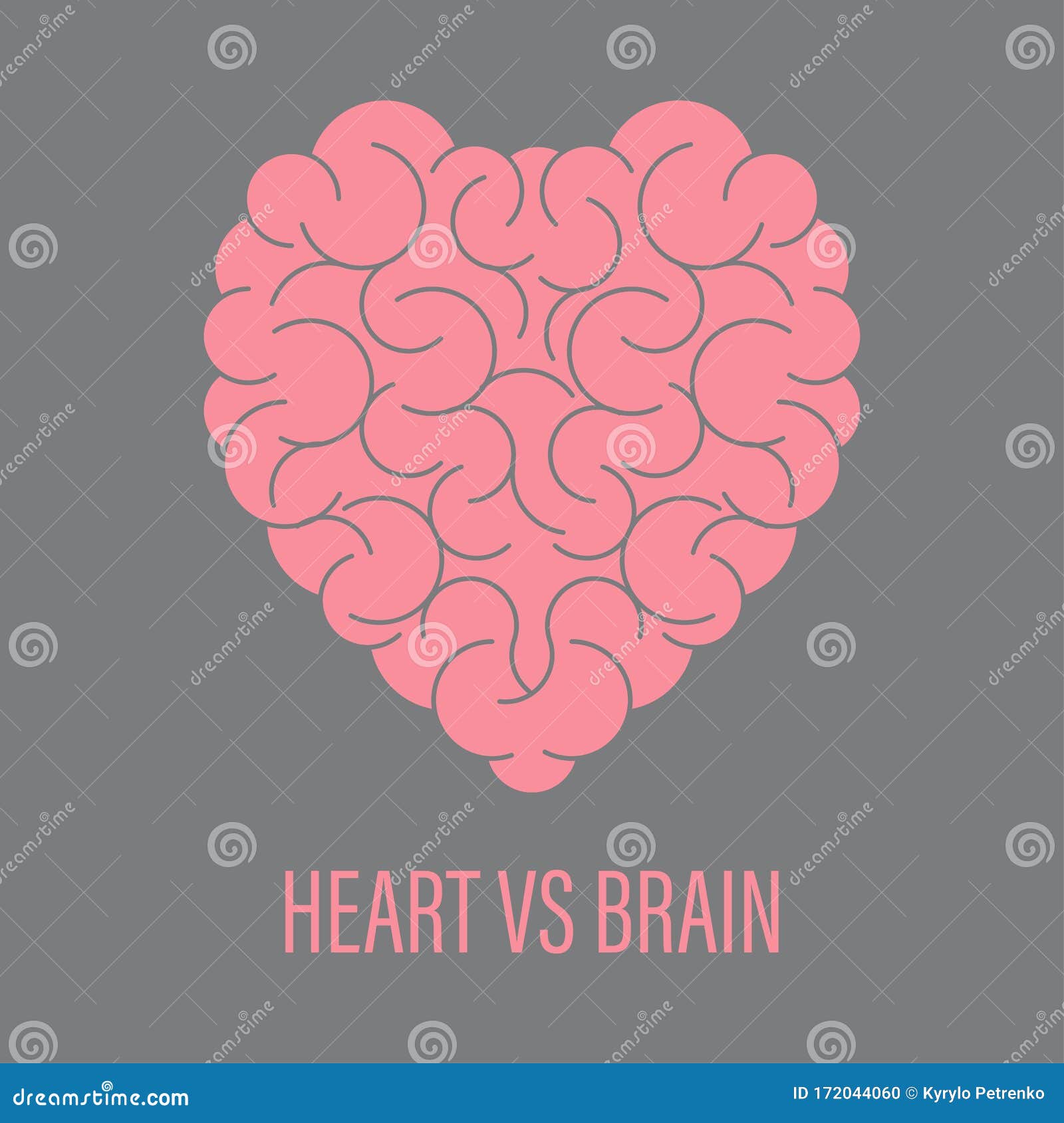 Brain Vs Heart Concept Idea Isolated Vector Stock Illustration ...
