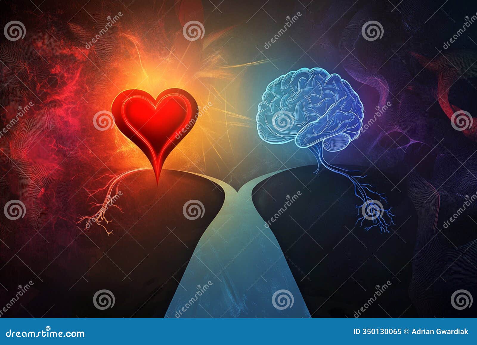 Brain Vs. Heart Dilemma. AI Generated Stock Image - Image of debate ...