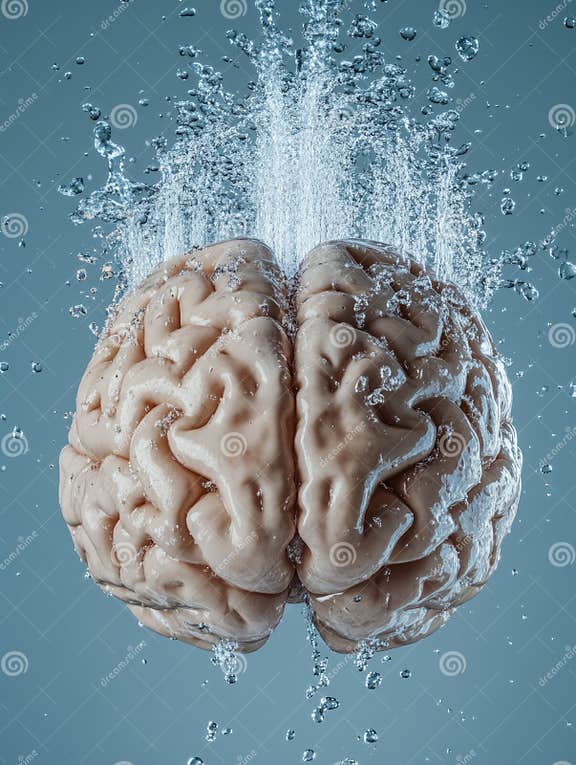 Brain with water drops stock photo. Image of educational - 358994318