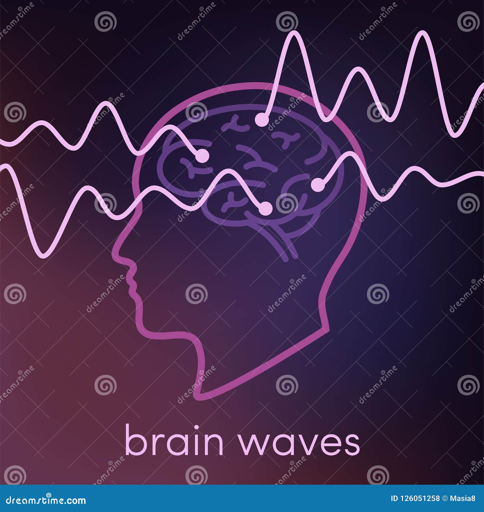 Brain waves vector concept stock illustration. Illustration of ...