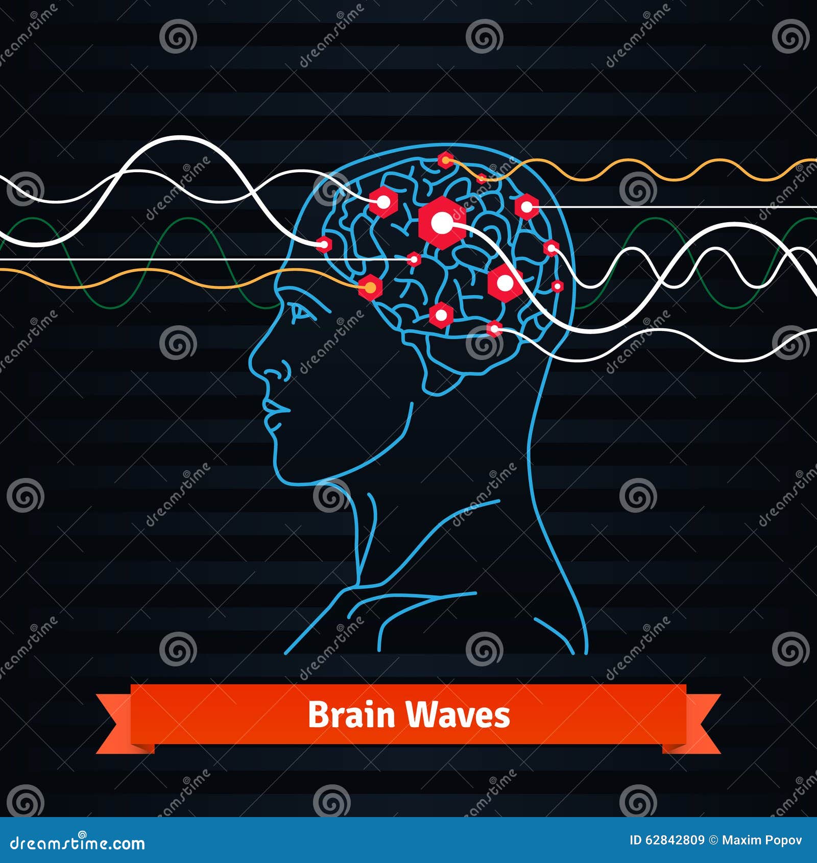 Brain Waves. Electrodes Connected To a Man Head Stock Vector ...