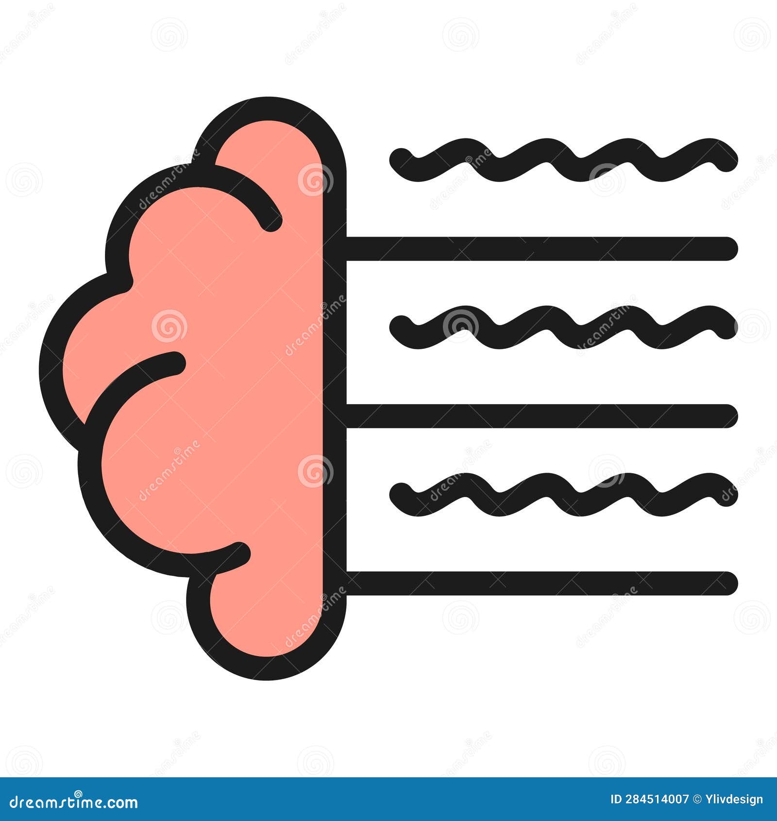 Brain Waves Icon Vector Flat Stock Vector - Illustration of mind ...