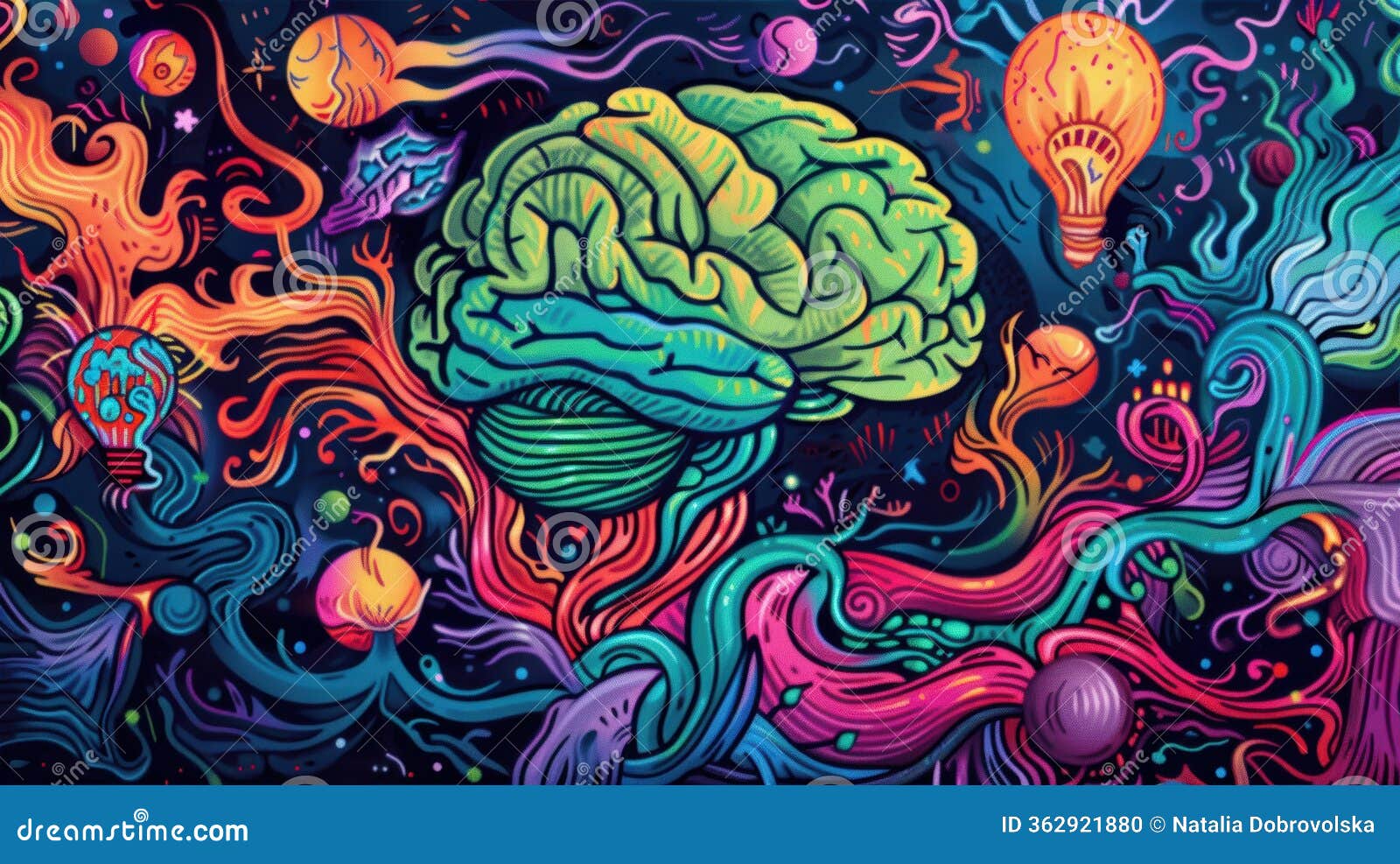 Brain Waves and Neural Connections Showing Deep Thinking and Analysis ...