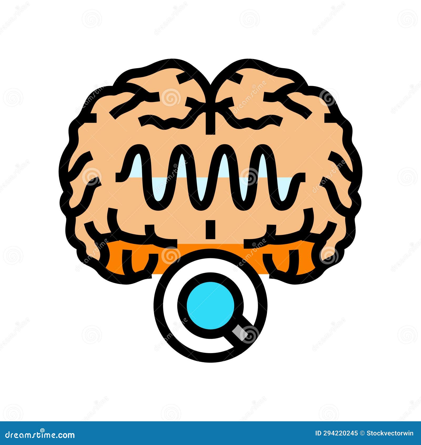 Brain Waves Study Color Icon Vector Illustration Stock Vector ...