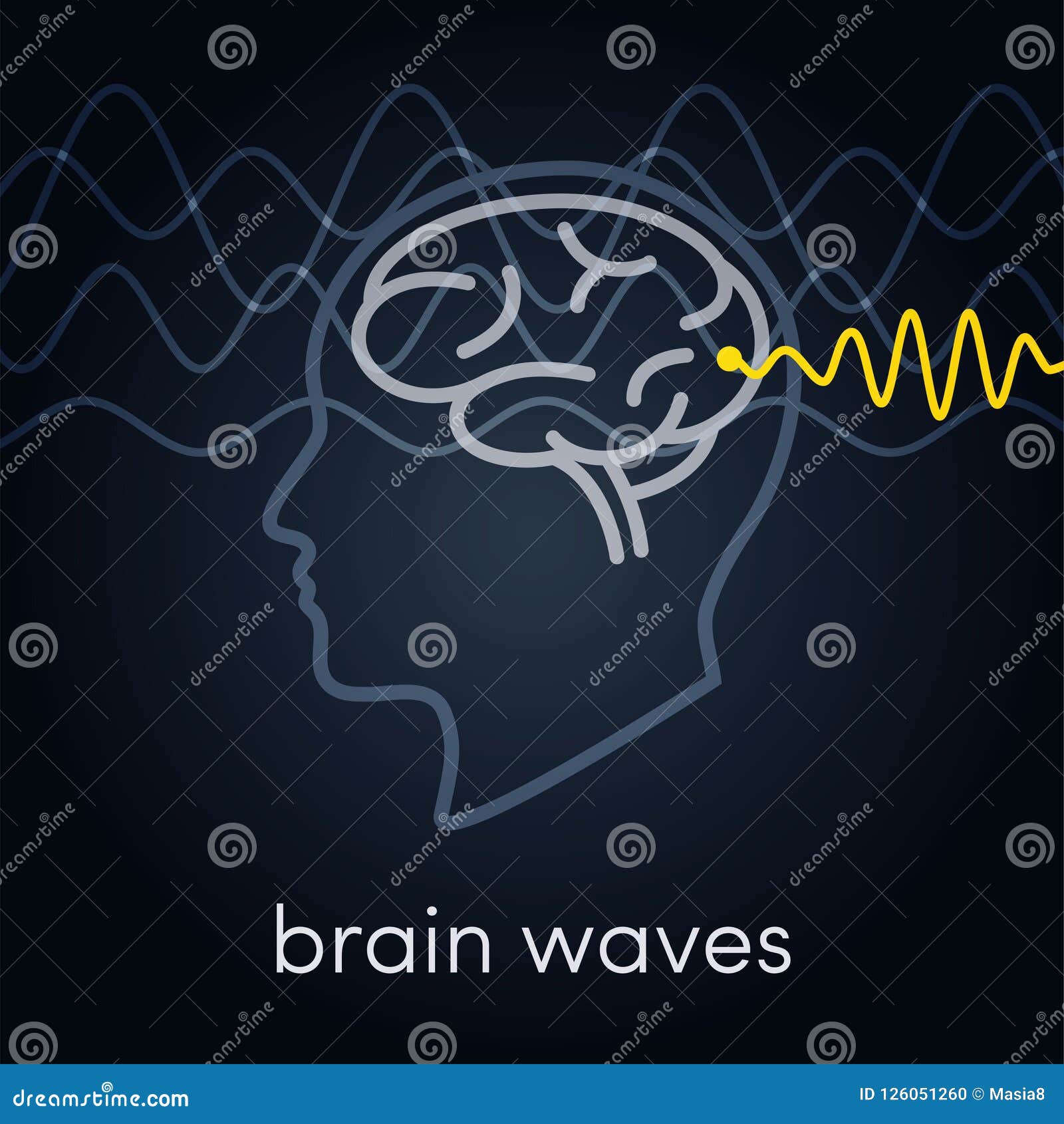 Brain waves vector icon stock illustration. Illustration of mental ...