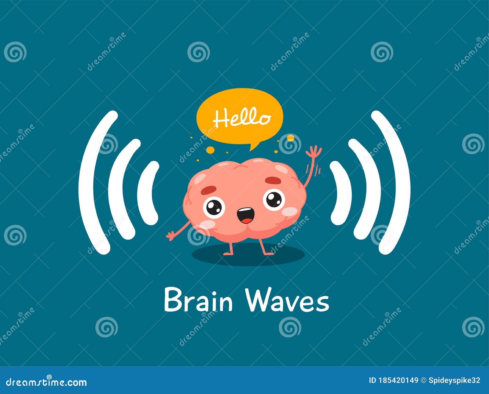 The Brain is Waving Hand. Isolated Vector Illustration Stock ...
