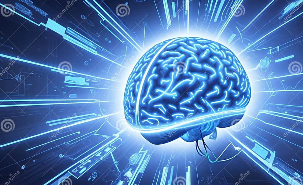 Technological Brain, Artificial, Human Brain Digital Illustration Stock ...