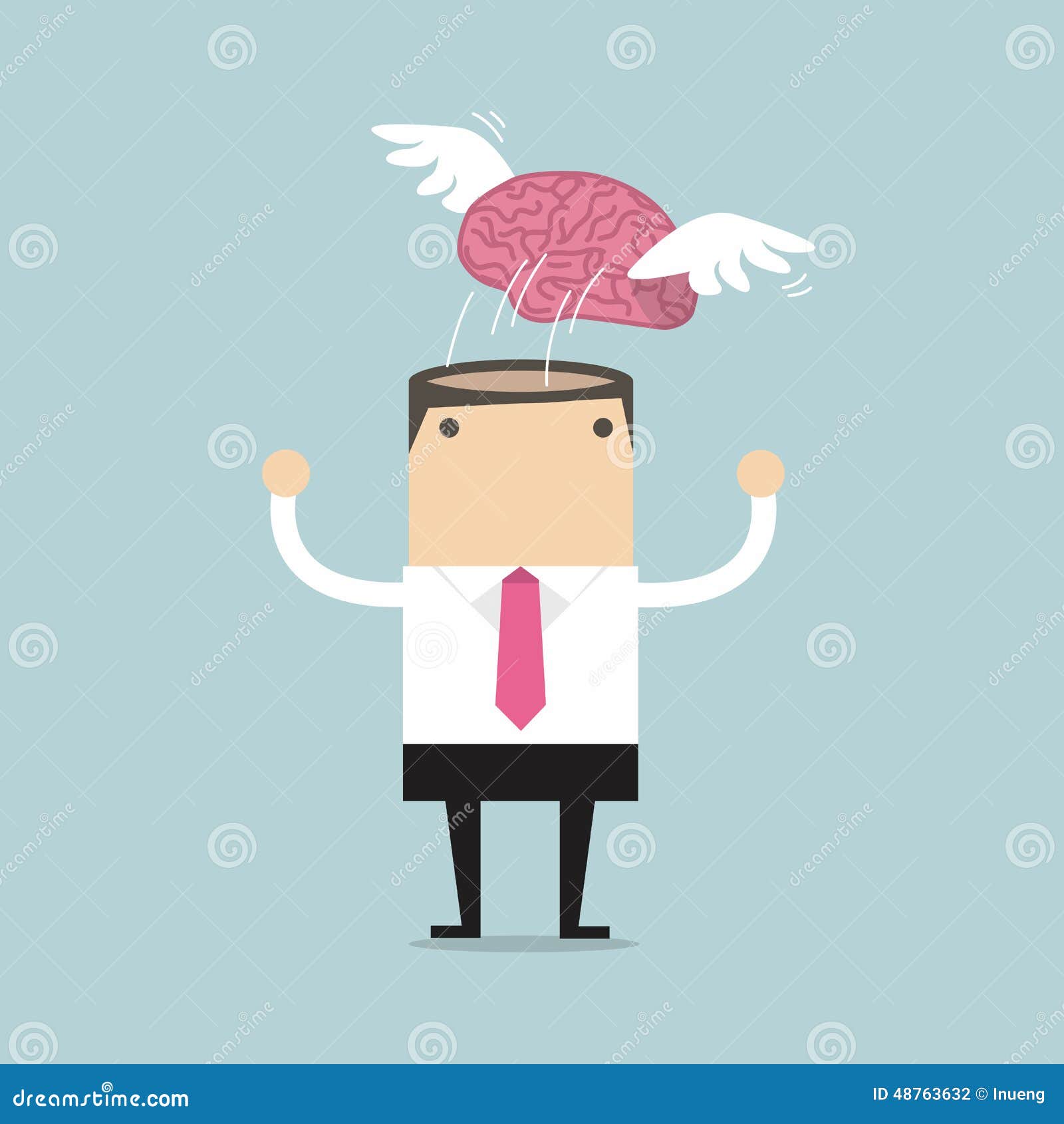 Brain with Wing Flying Freedom from Businessman Meditation Stock Vector ...