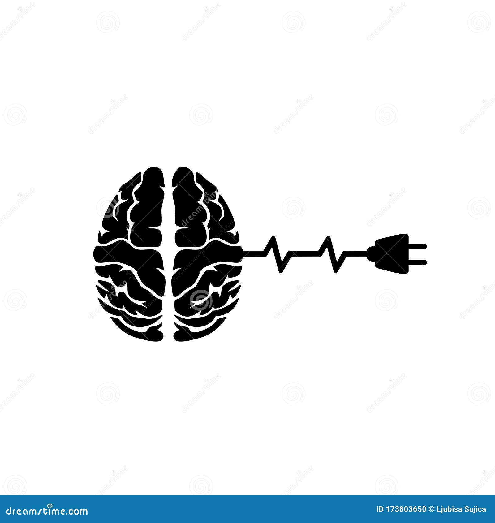 Brain with a Wire and a Detached Plug Icon. Creative Brain Idea Concept ...