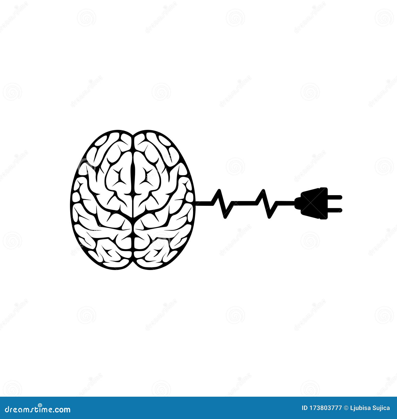 Brain with a Wire and a Detached Plug Icon. Creative Brain Idea Concept ...