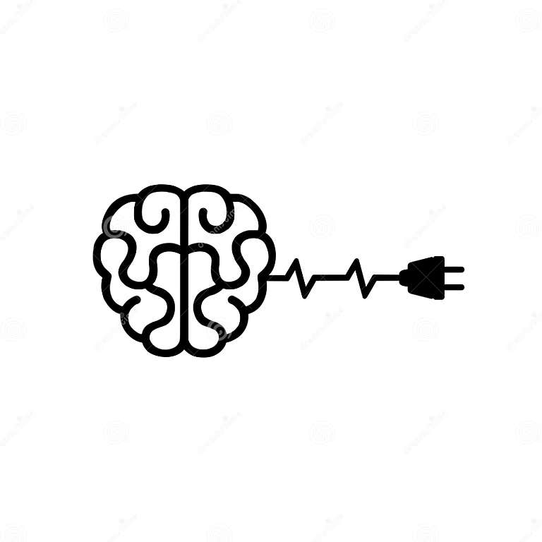 Brain with a Wire and a Detached Plug Icon. Creative Brain Idea Concept ...