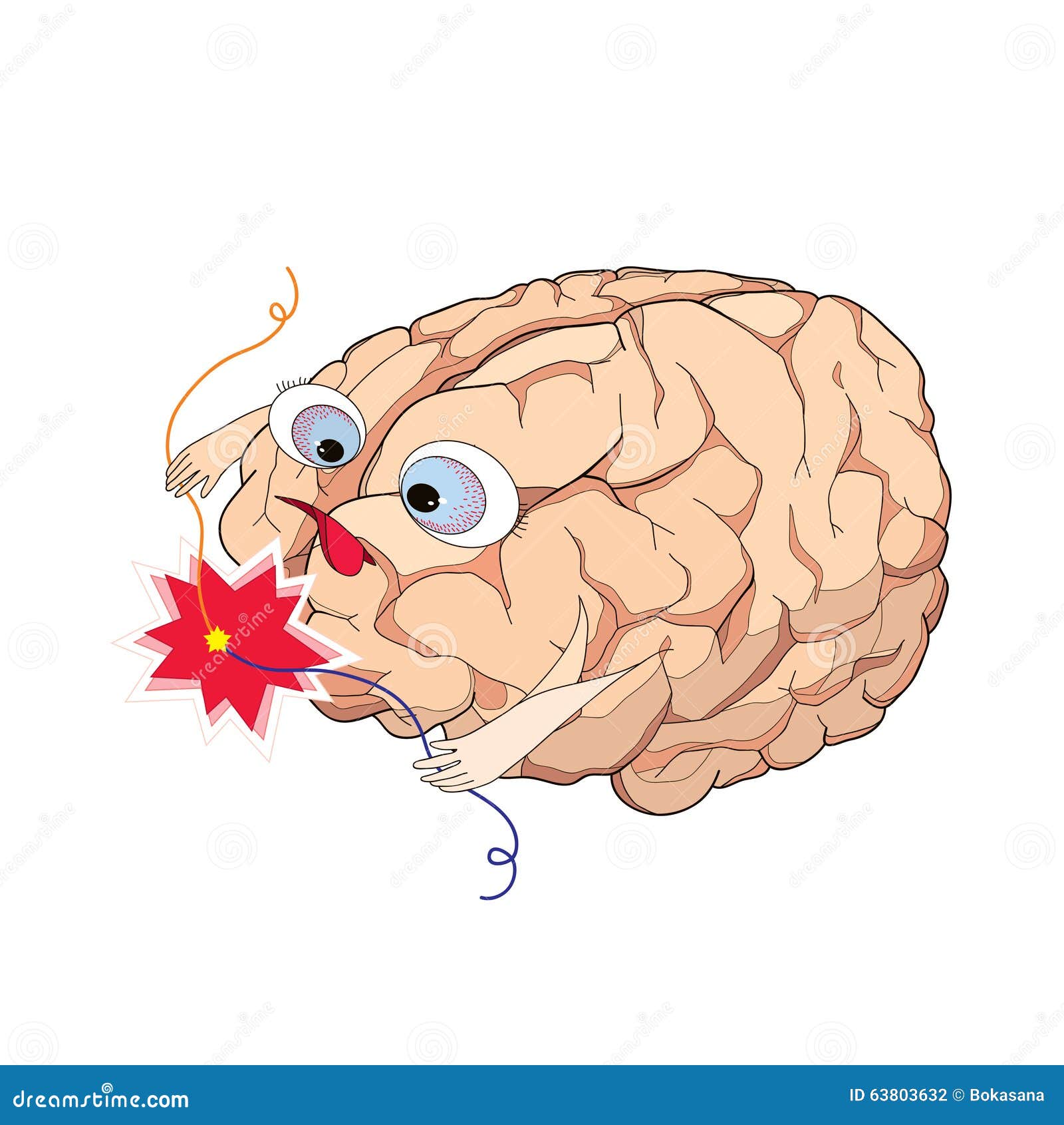 Brain with Wire Short Circuit in Cartoon Style Stock Vector ...