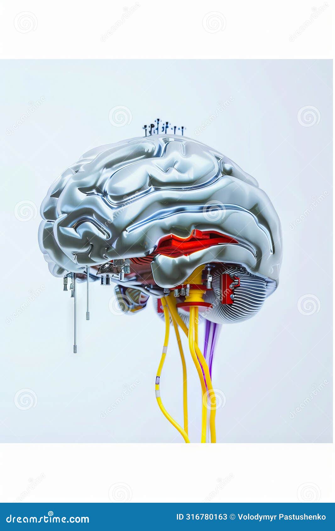 A Brain with Wires and a Computer Stock Image - Image of rope, wires ...