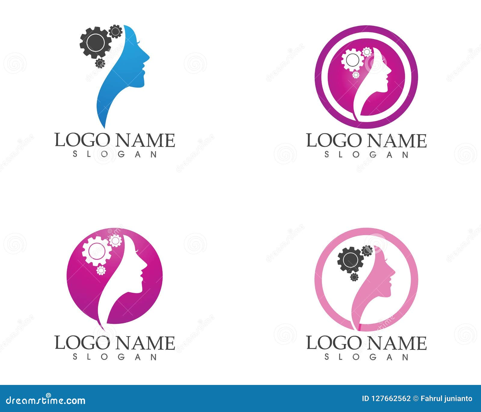 Brain woman Logo Template stock vector. Illustration of geometric ...