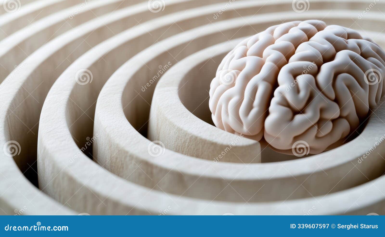 Brain in a Wooden Maze Symbolizing Complex Thought Processes, AI Stock ...