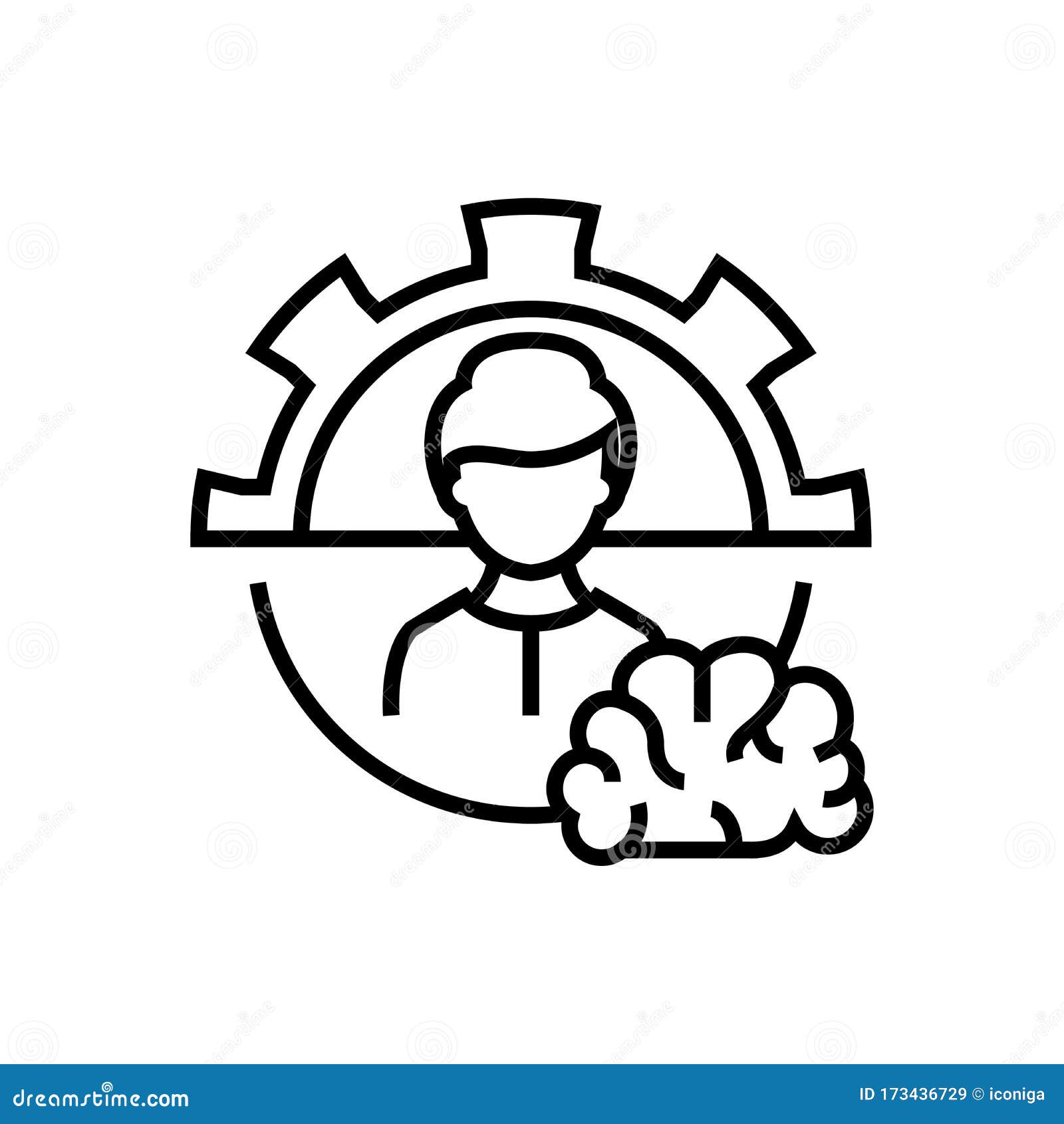 Brain Work Line Icon, Concept Sign, Outline Vector Illustration, Linear ...