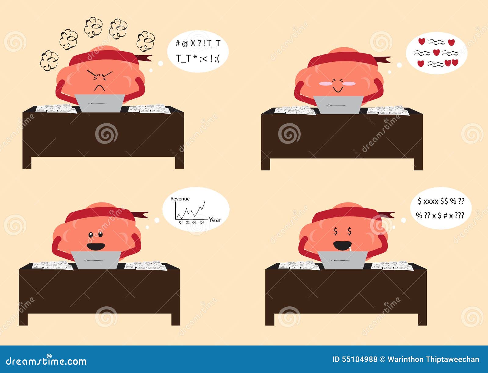 Brain working stock vector. Illustration of amount, feel - 55104988