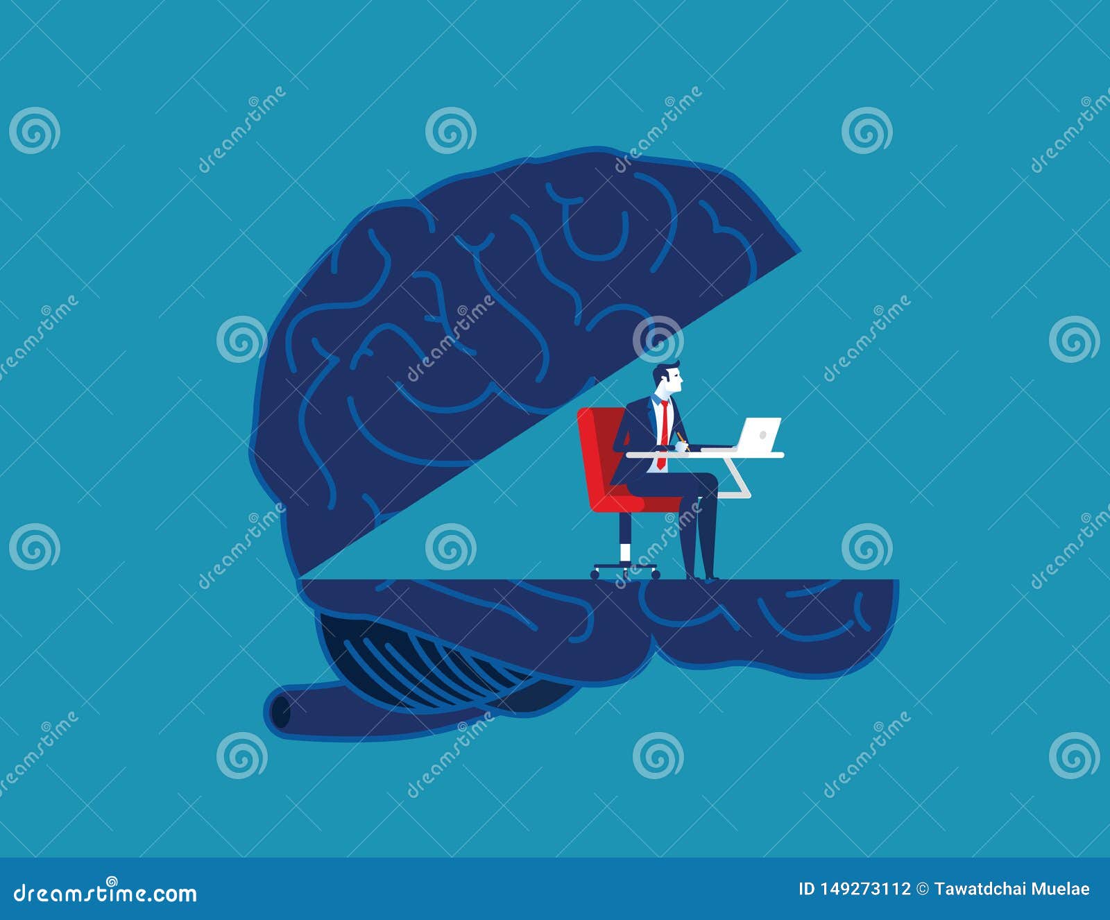 Brain Working. Concept Business Vector Illustration Stock Vector ...
